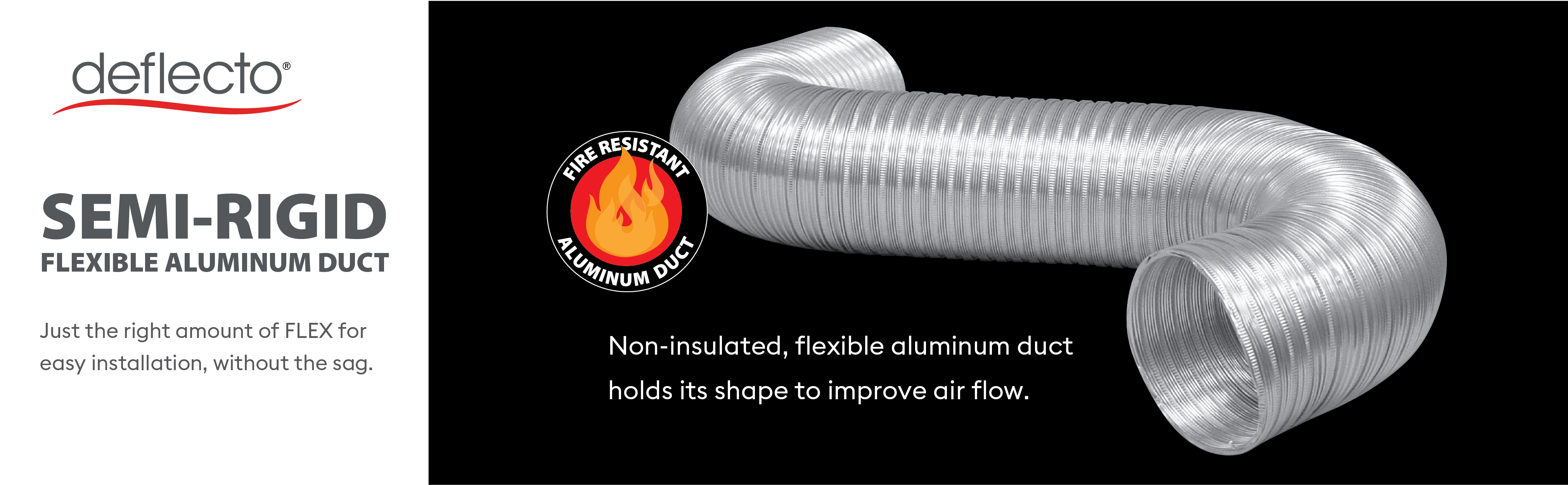 Semi-Rigid Flexible Aluminum Duct w/Connectors - 4" x 6' - Deflecto