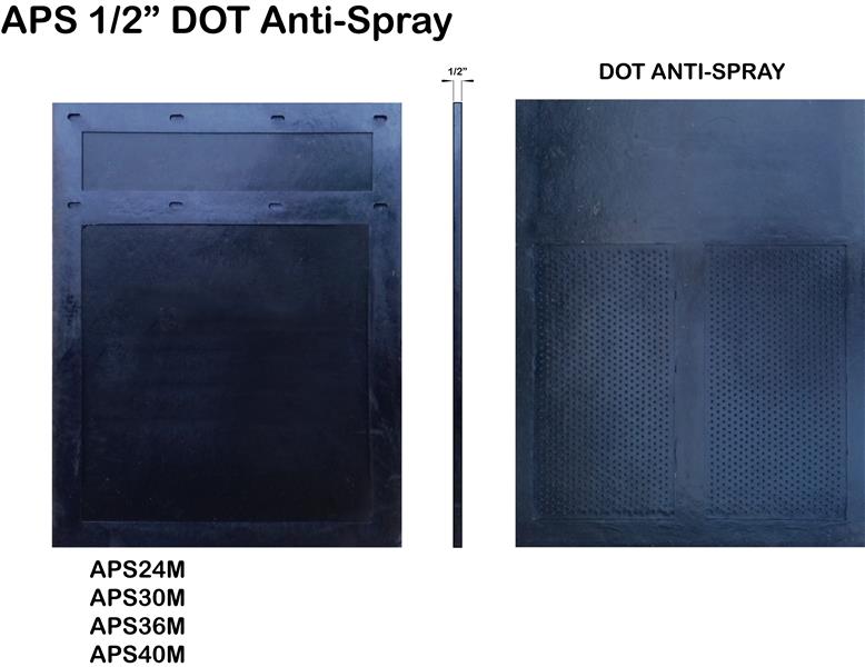 Molded Rubber Mud Flaps, 1/2" (Optional Dot AS) - Deflecto